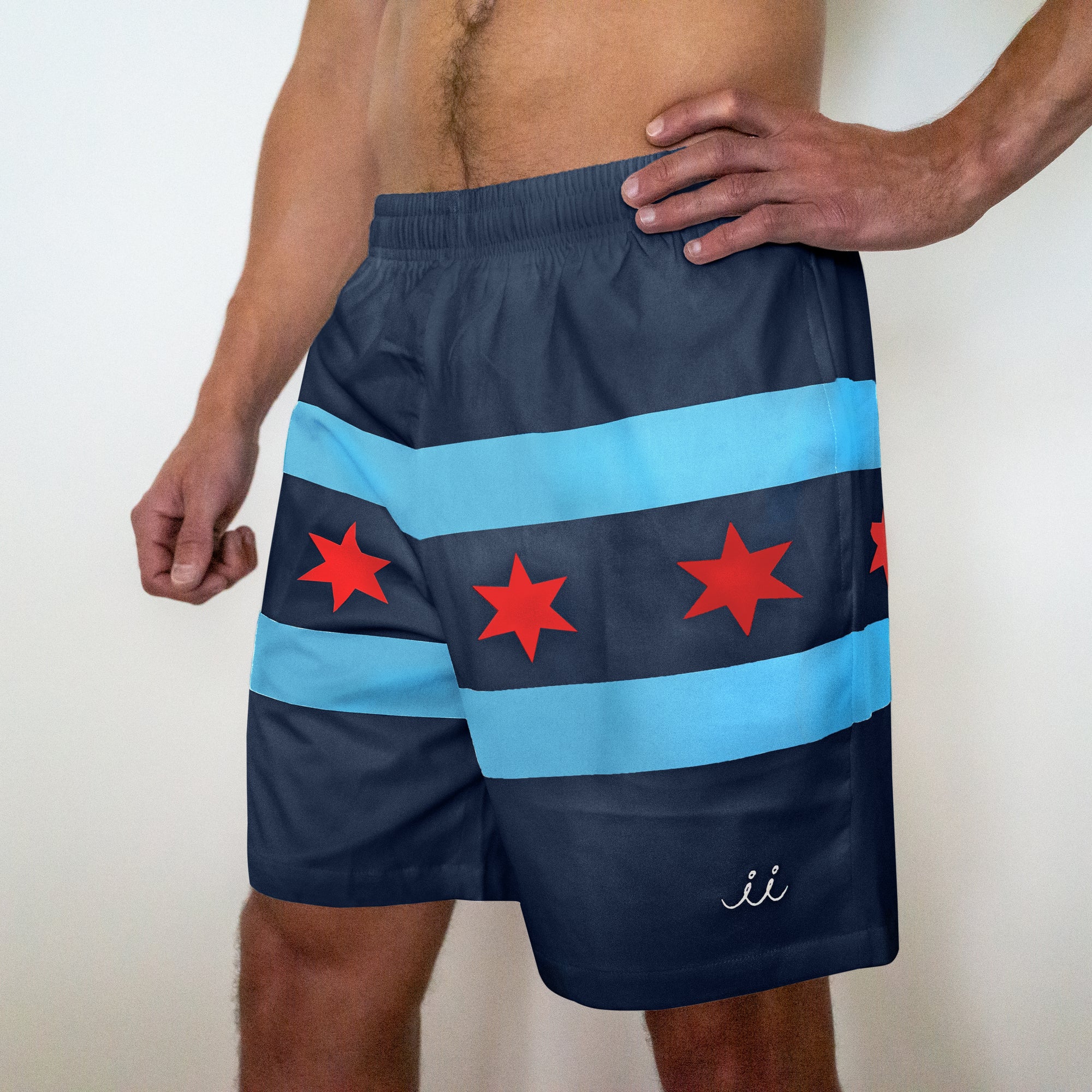 Chicago Flag Running Shorts - Men's 7" White - Chi Chi Sport